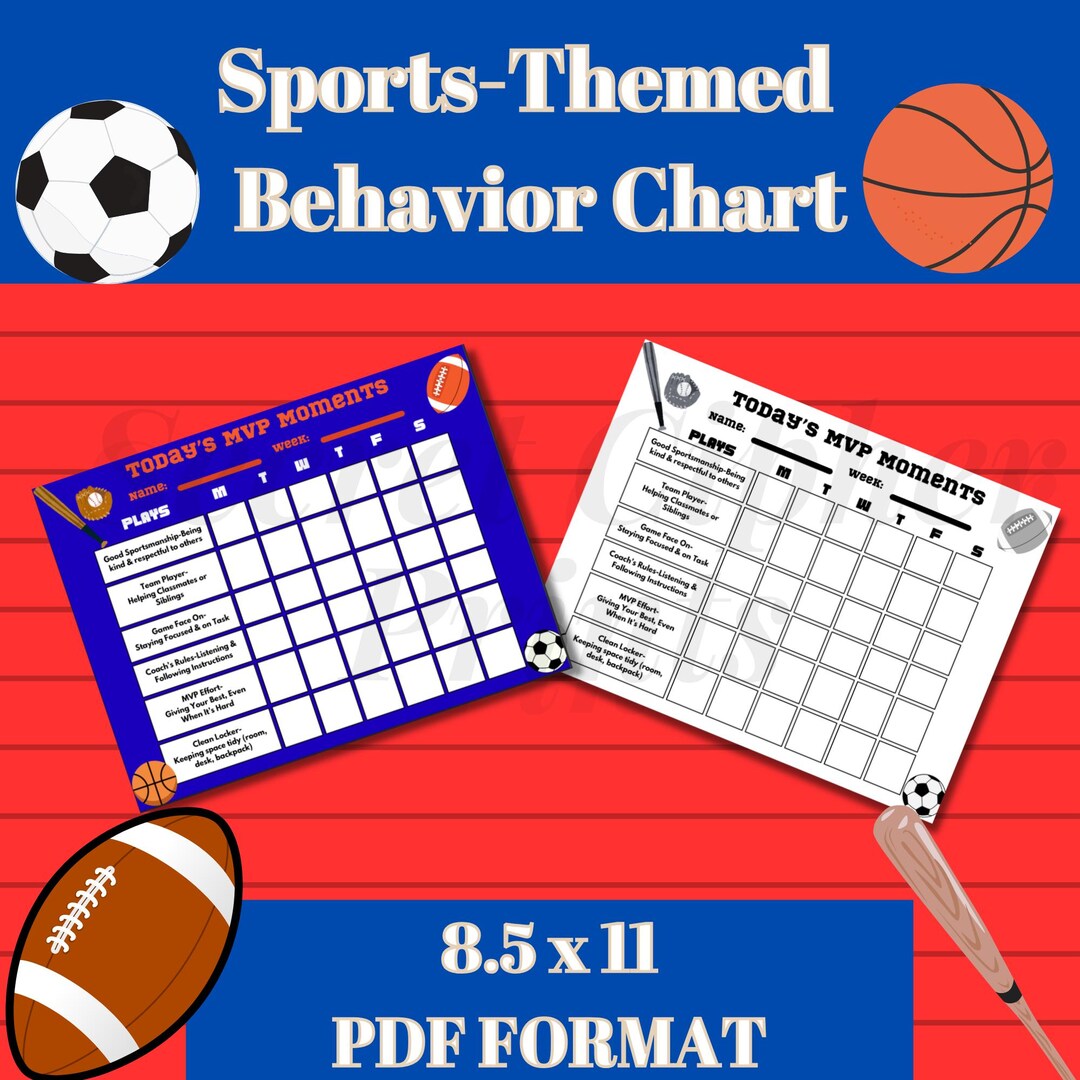 Sports Behavior Chart for Kids: Classroom & Home Reward Tracker (PDF ...
