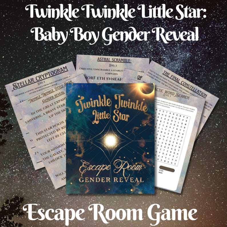 Twinkle Twinkle Little Star Gender Reveal Escape Room: Baby Boy Edition ...