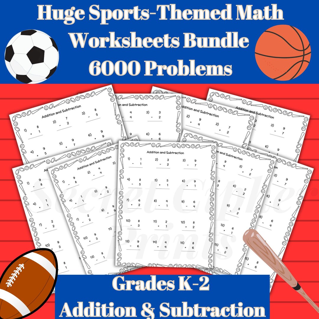 Engaging Math Worksheets for Grades K-2: Sports-themed Addition and ...