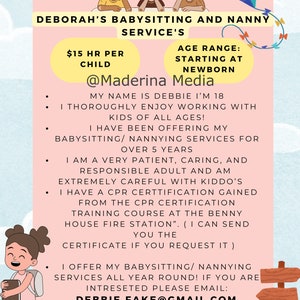 Babysitting Themed, Fully Custom Digital for Business, Events ...