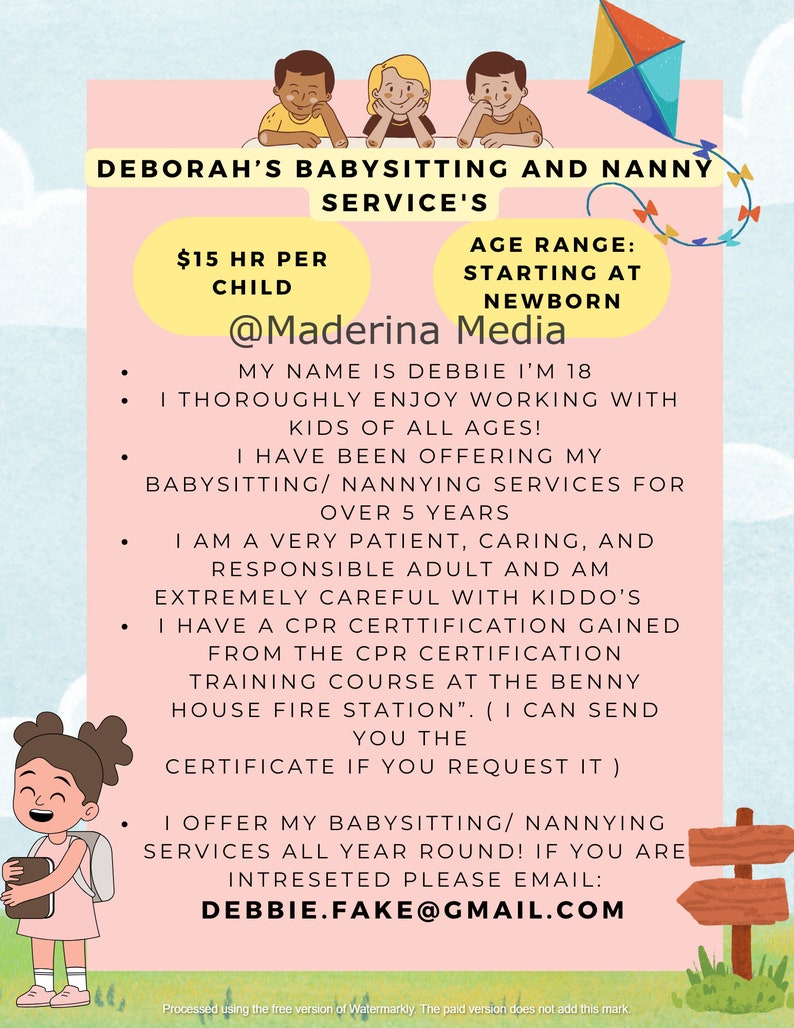Babysitting Themed, Fully Custom Digital for Business, Events ...