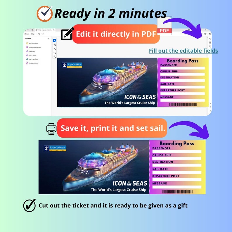 Icon of the Seas Boarding Pass | PDF Edit and Print in 2 Minutes ...