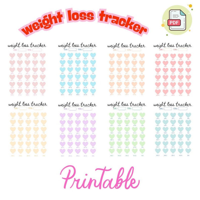 Weight Loss Tracker Printable, Lovely Digital Weekly Weightloss Tracker ...