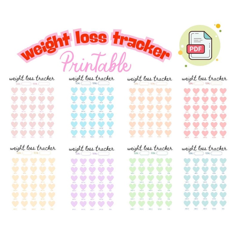 Weight Loss Tracker Printable, Lovely Digital Weekly Weightloss Tracker ...