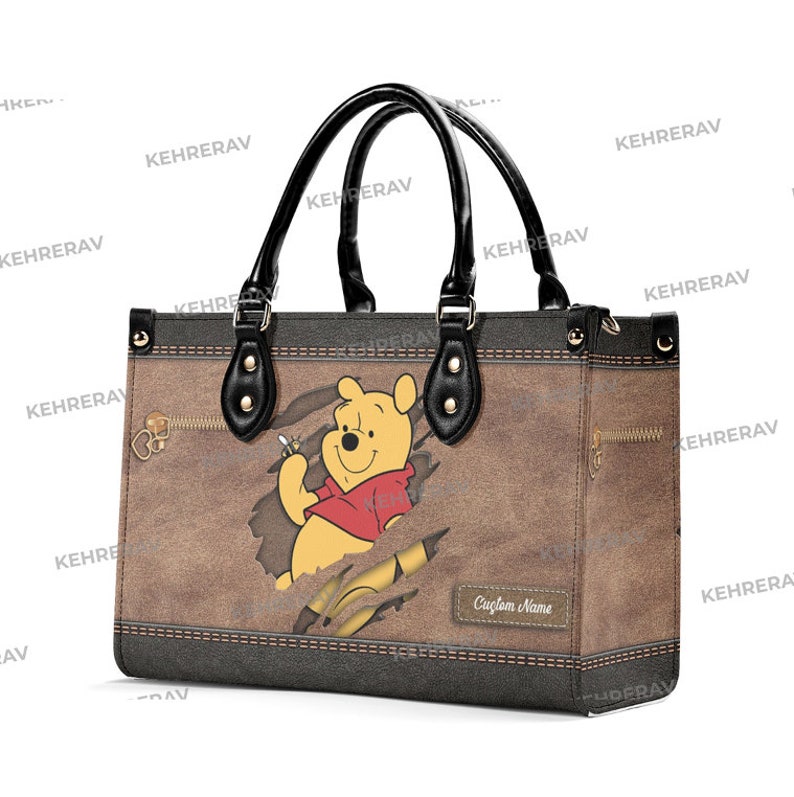 Personalized Winnie the Pooh Leather Handbag, Pooh Women Bags Purses ...