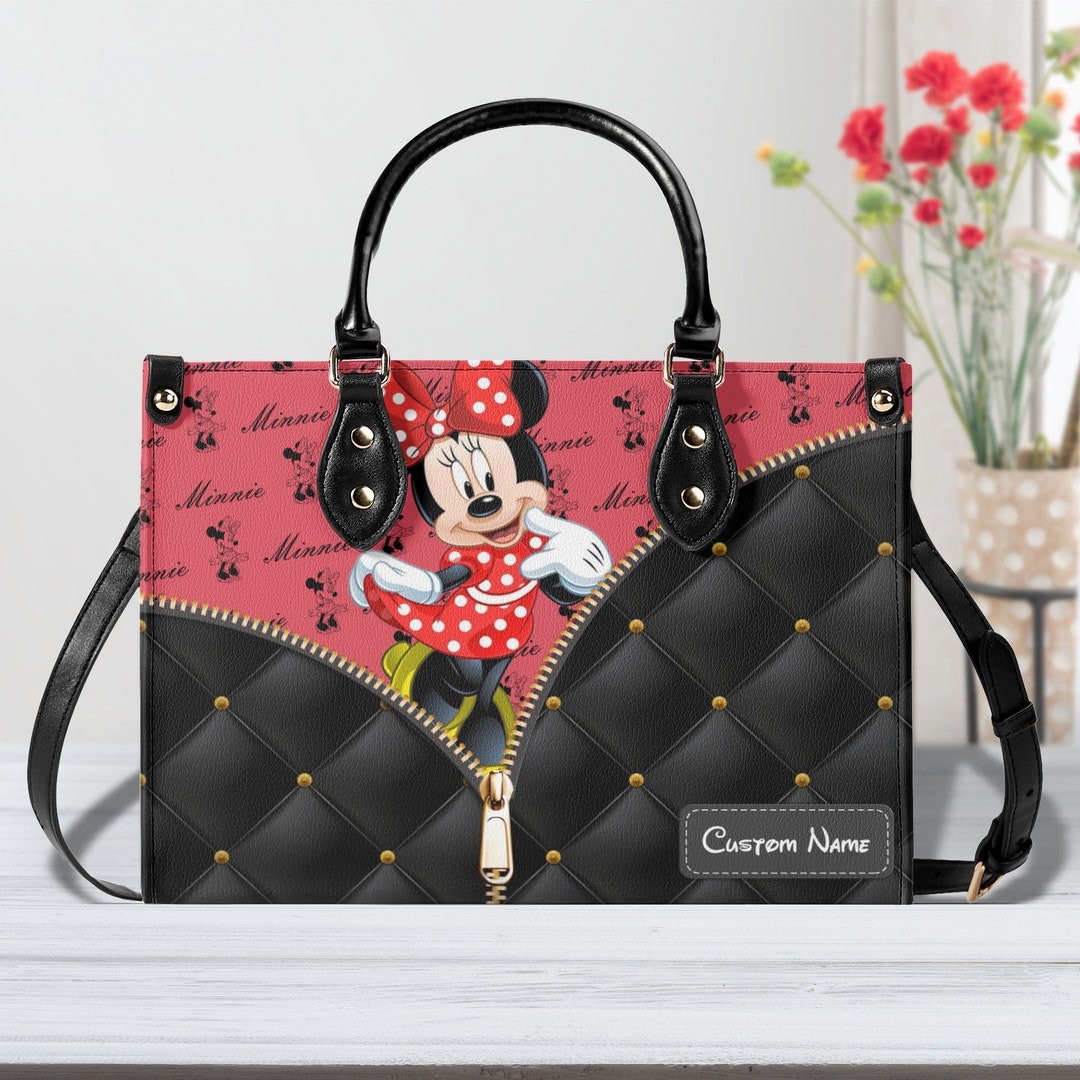 Custom Name Minnie Leather Bag Handbag, Custom Leather Bag, Woman ...