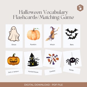 Halloween Vocabulary 32 Flashcards | Halloween Nomenclature Flashcards ...
