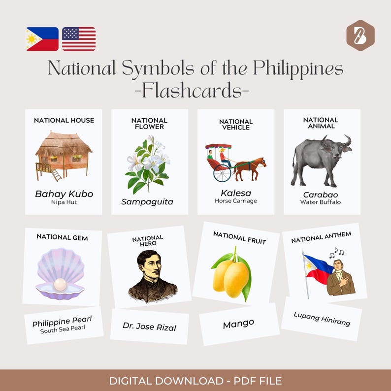 National Symbols of the Philippines 20 Cards Flashcards Tagalog ...