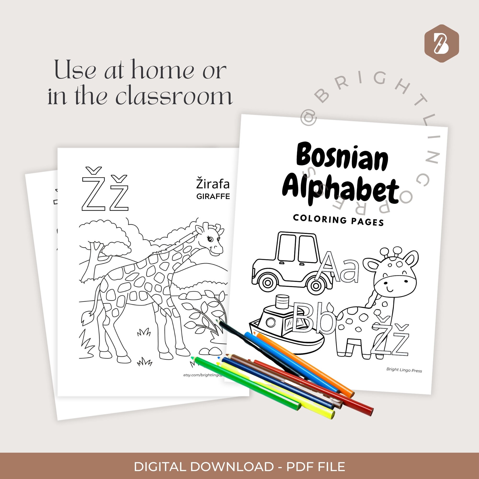 Bosnian Alphabet Coloring Pages 30 Pages Bosnian Coloring Pages Prek ...