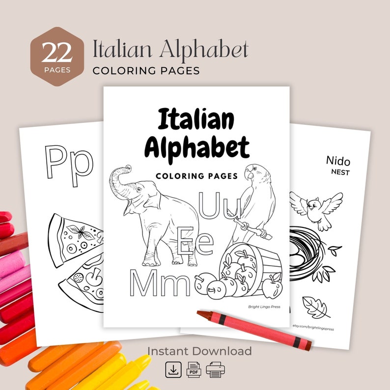 Italian Alphabet Coloring Pages 22 Pages Bosnian Coloring Pages Prek ...