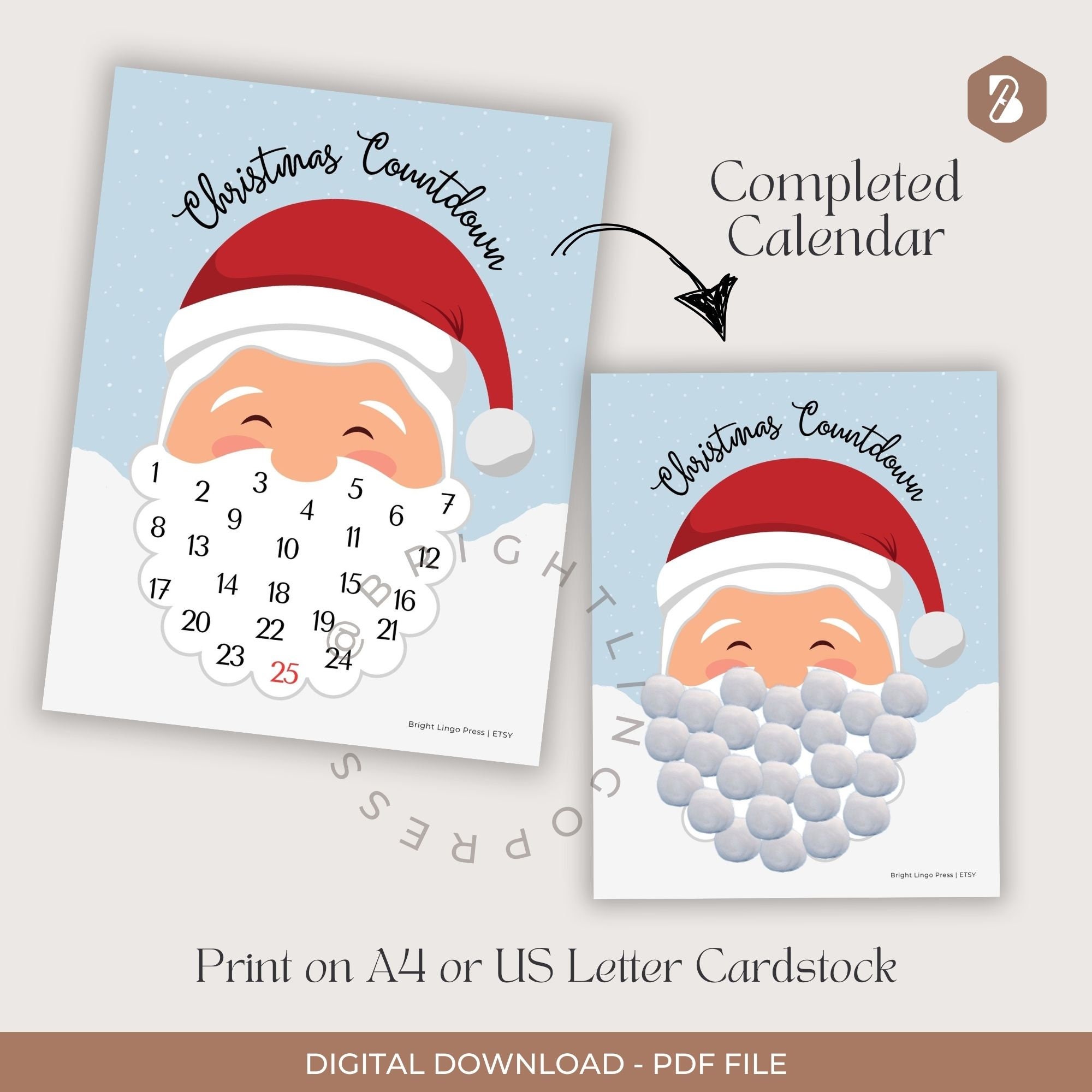 Kids Christmas Advent Countdown Calendar Christmas Tree Christmas ...