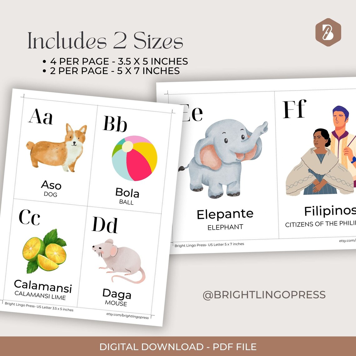 Filipino Alphabet 28 Cards Flashcards Tagalog Flashcards Alphabets With ...
