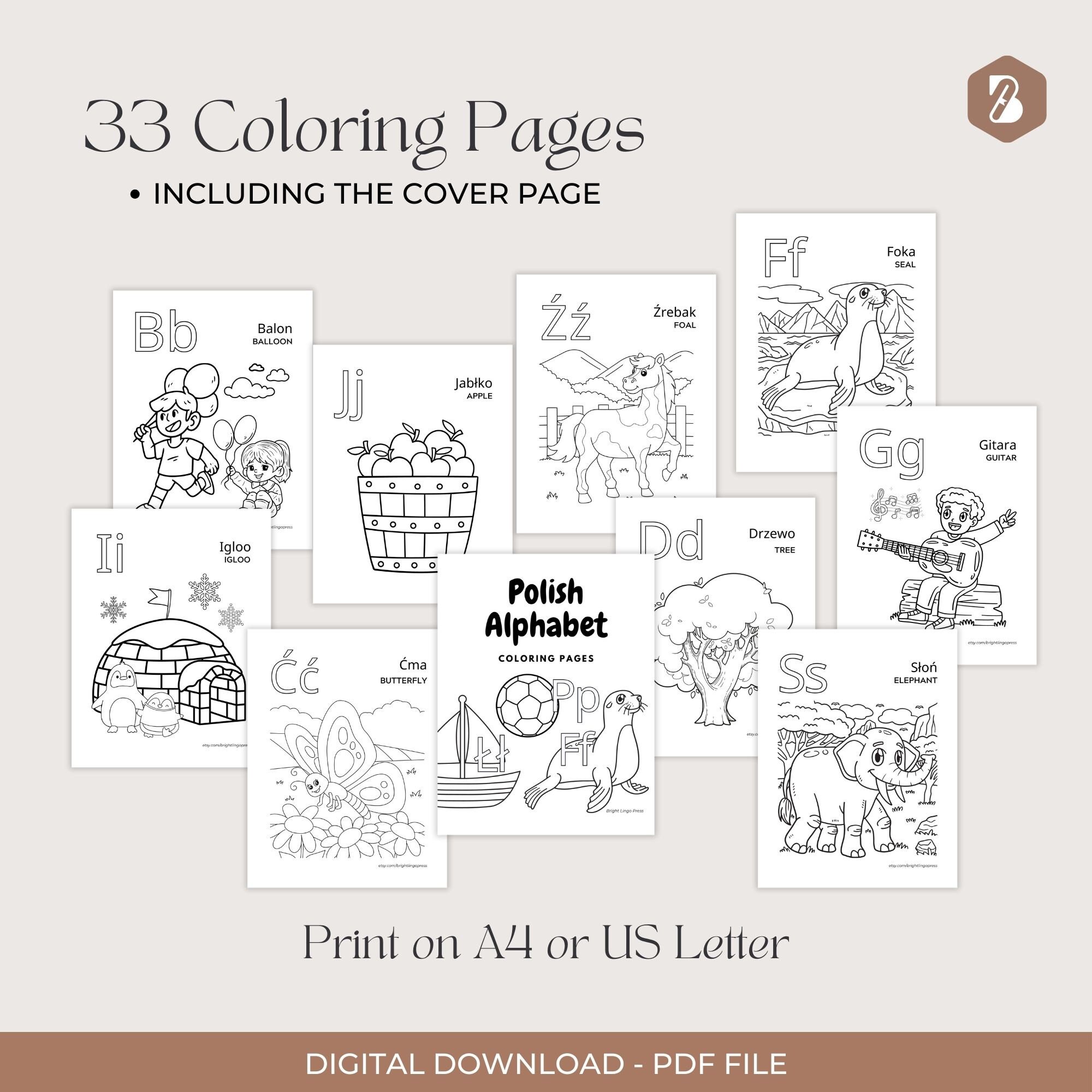 Polish Alphabet Coloring Pages 33 Pages Polish Coloring Pages Prek ...