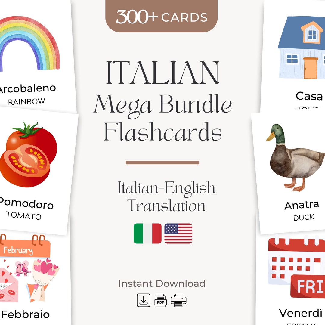 Italian Flashcards for Kids - 300+ Bilingual Cards | Learn Numbers ...