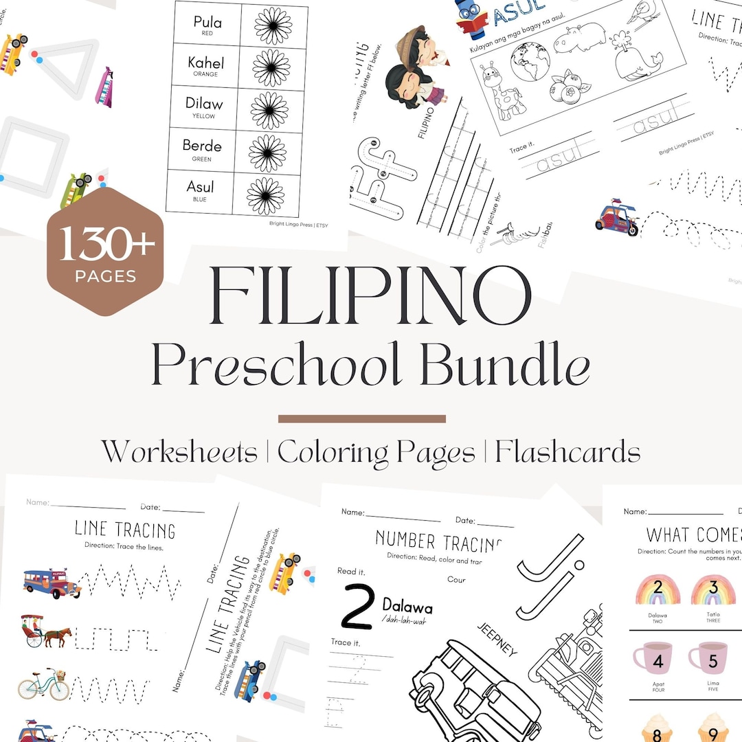 Filipino Preschool Bundle 130 Pages Tagalog Worksheets Coloring Pages ...