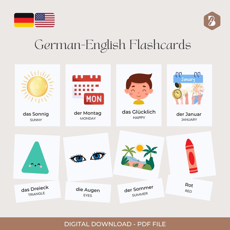 German Mega Bundle 300 Cards Flashcards Numbers Shapes Days Months ...