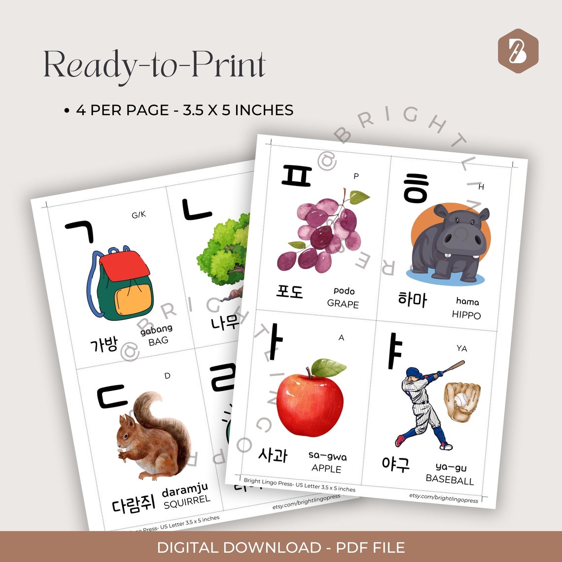 Korean Alphabet 35 Cards Flashcards Korean Flashcards Alphabets With ...