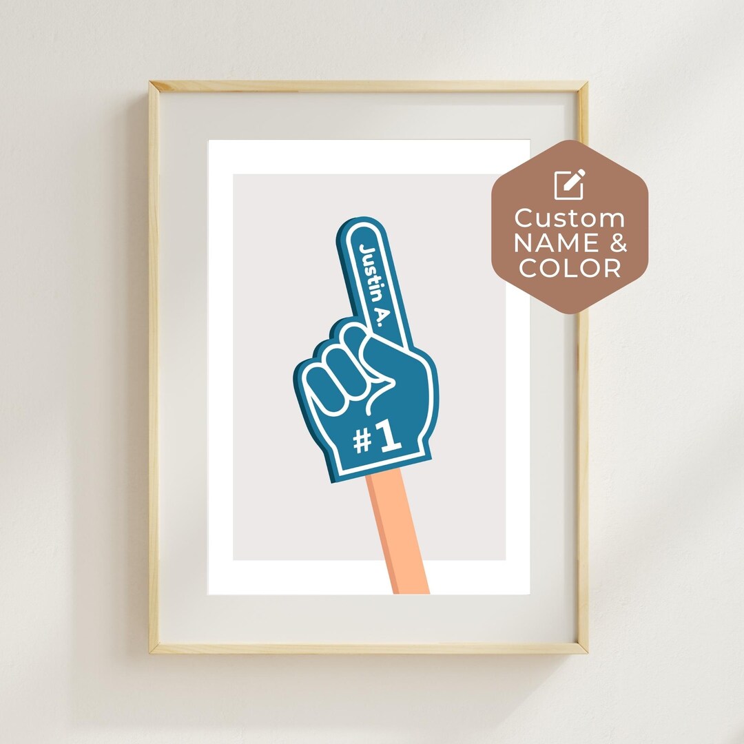 Custom Name Number One Foam Hand Poster, Playroom Wall Decor, Kids Wall ...