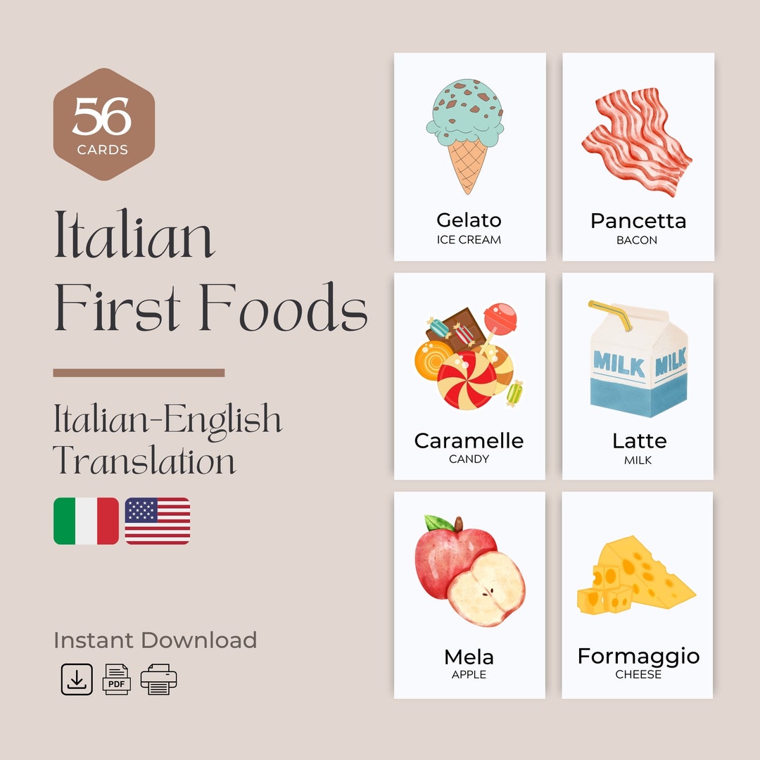 Italian First Foods (56 Cards) Flashcards | Italian Foods Foods With ...