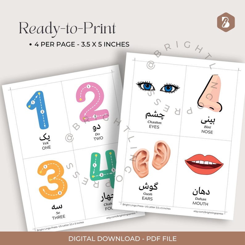 First Persian Words Flashcards 72 Cards W/ English Translation Farsi ...