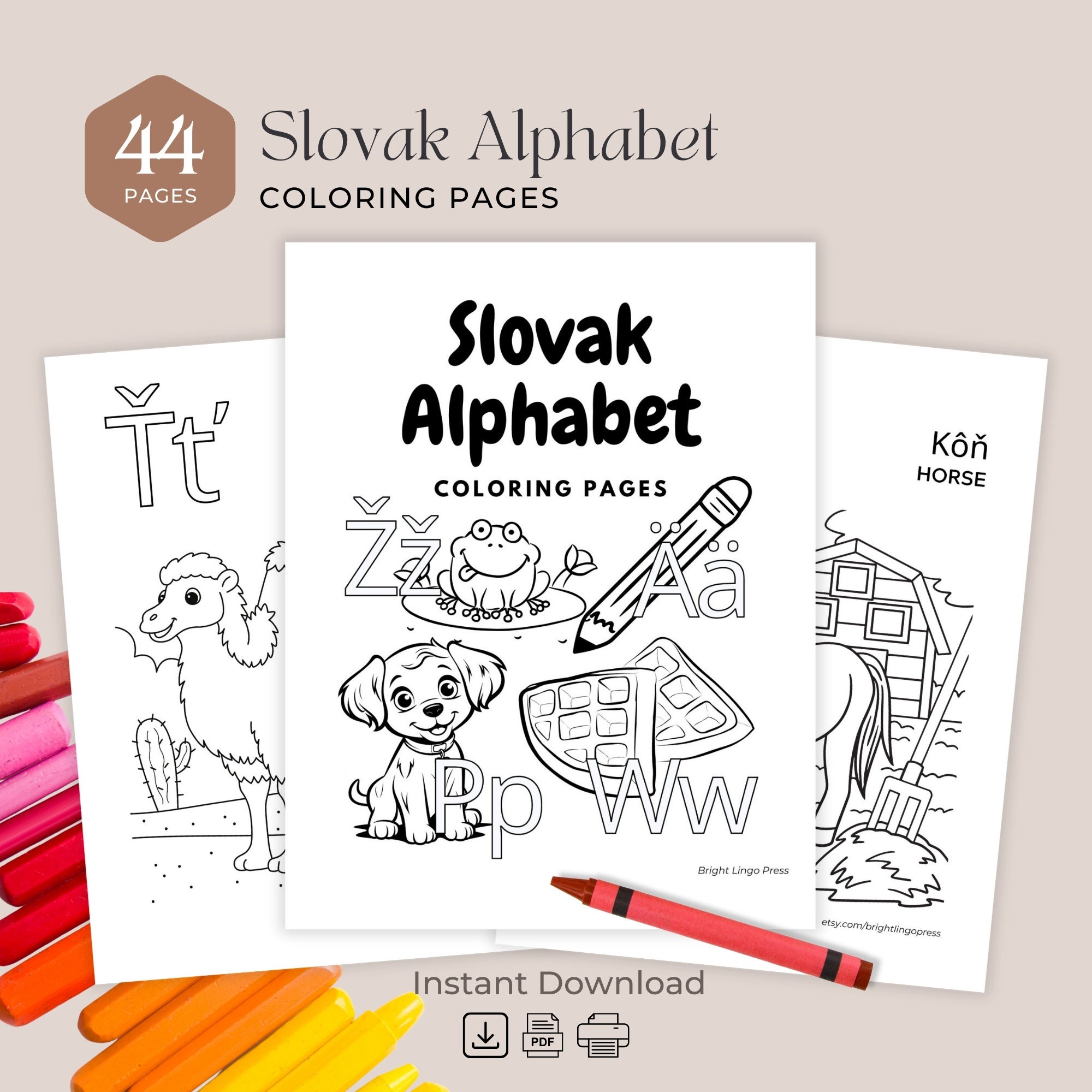 Slovak Alphabet Coloring Pages 44 Pages Slovak Coloring Pages Prek ...