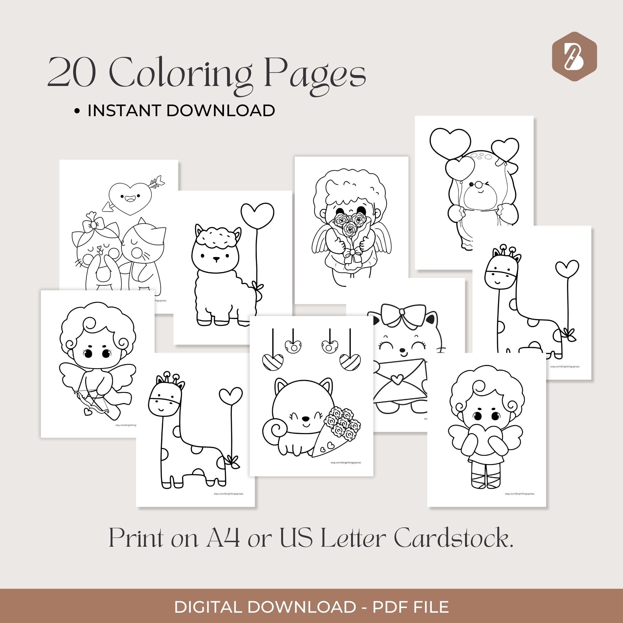 Valentine Coloring Pages 20 Pages Kids Activity, Coloring Pages ...