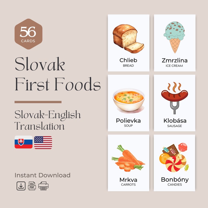 Slovak First Foods 56 Cards Flashcards Slovak First Foods With English ...