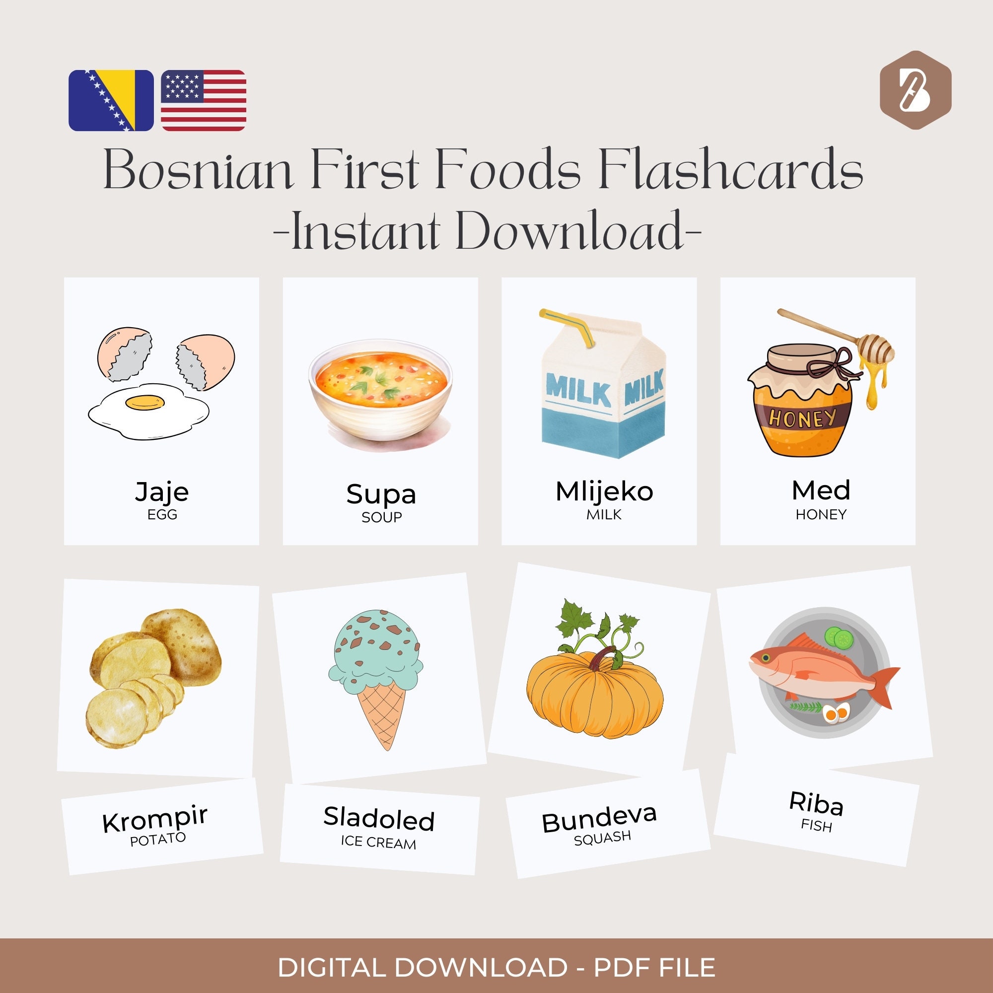 Bosnian First Foods 56 Cards Flashcards Bosnian First Foods With ...