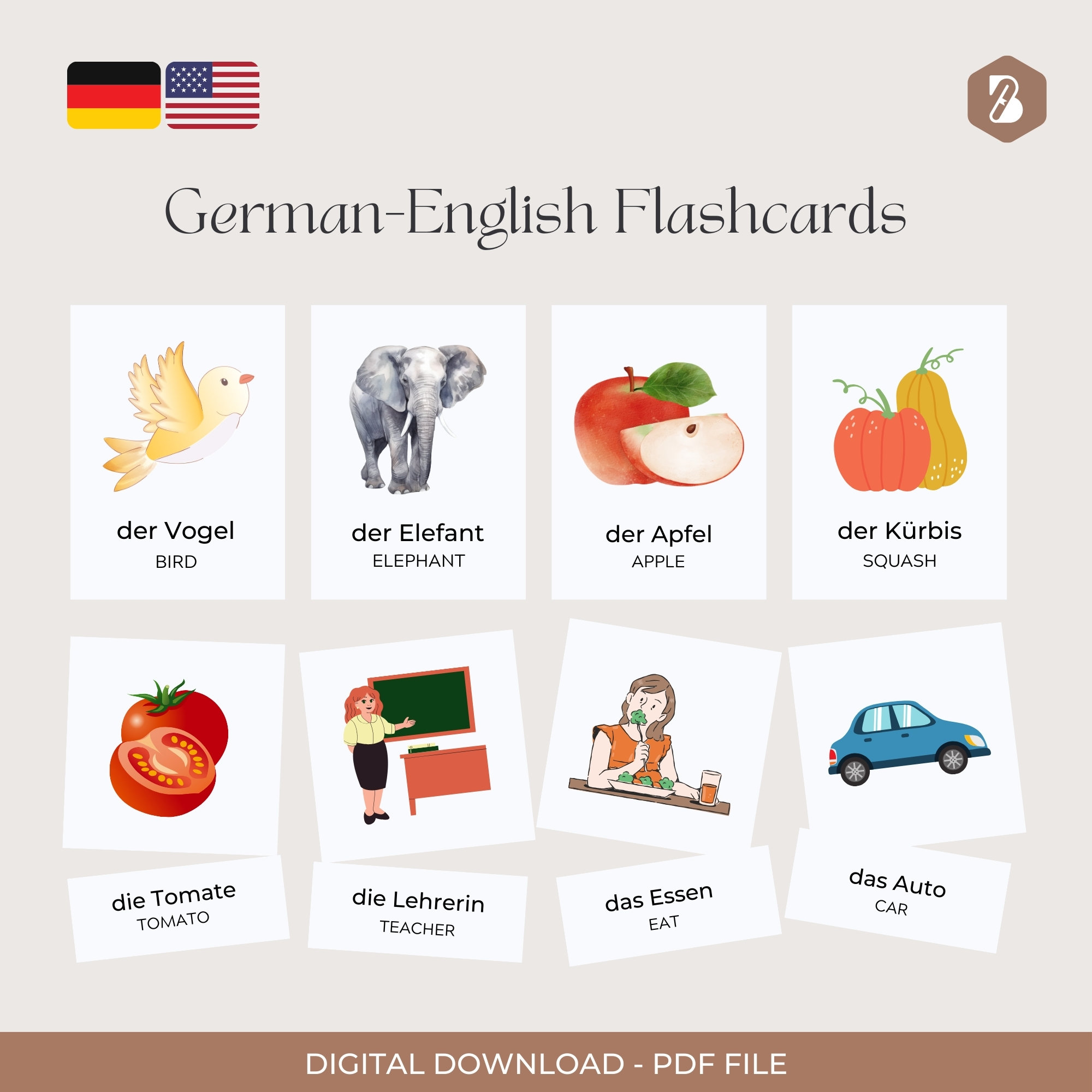 German Mega Bundle 300 Cards Flashcards Numbers Shapes Days Months ...