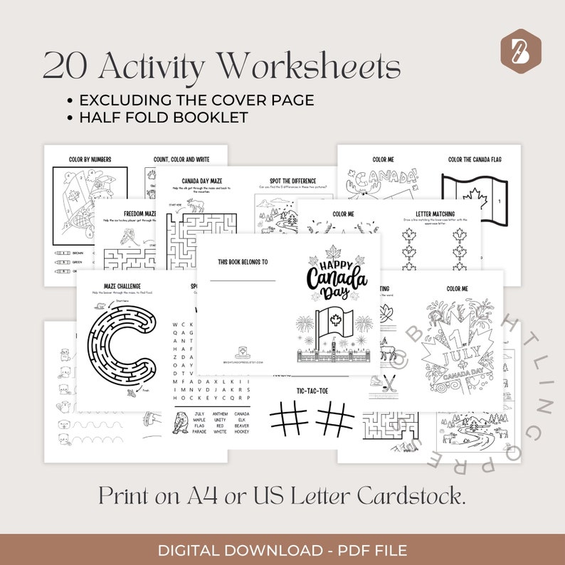 Canada Day Activities 20 Worksheets Canada Day Booklet for Kids, Happy ...