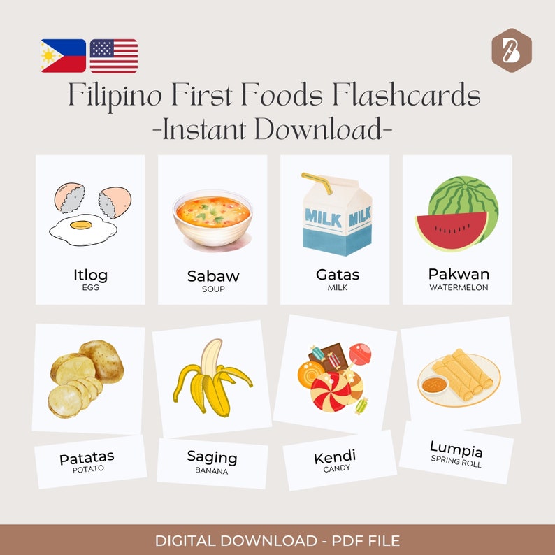 Filipino First Foods 56 Cards Flashcards Tagalog Foods Foods With ...