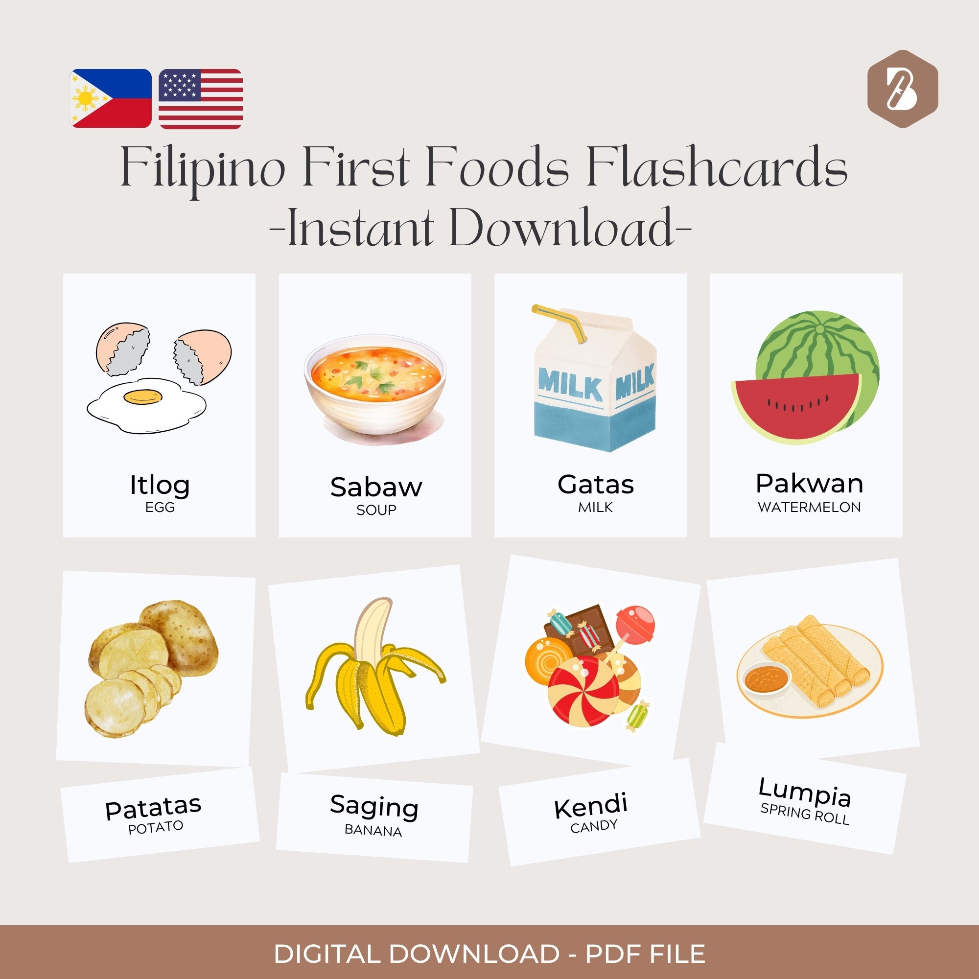 Filipino First Foods 56 Cards Flashcards Tagalog Foods Foods With ...