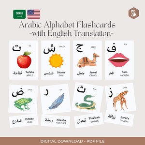 Arabic Alphabet (28 Cards) Flashcards | Arabic Flashcards Alphabets ...