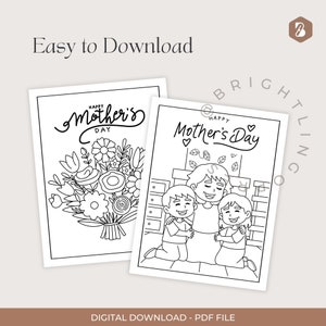 Mother's Day Coloring Pages (20 Sheets) Printables | Gift for Mom Happy ...