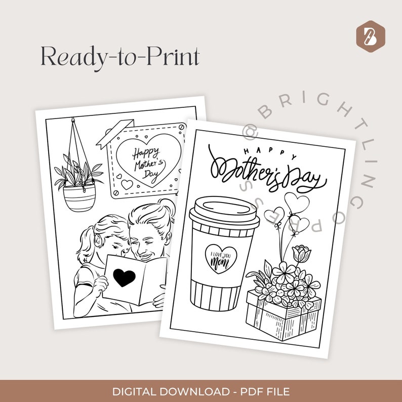 Mother's Day Coloring Pages 20 Sheets Printables Gift for Mom Happy ...