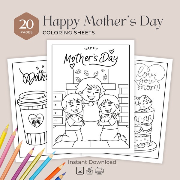 Mothers Day Coloring Sheets - Etsy