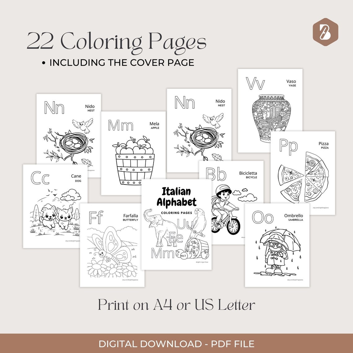 Italian Alphabet Coloring Pages 22 Pages Bosnian Coloring Pages Prek ...