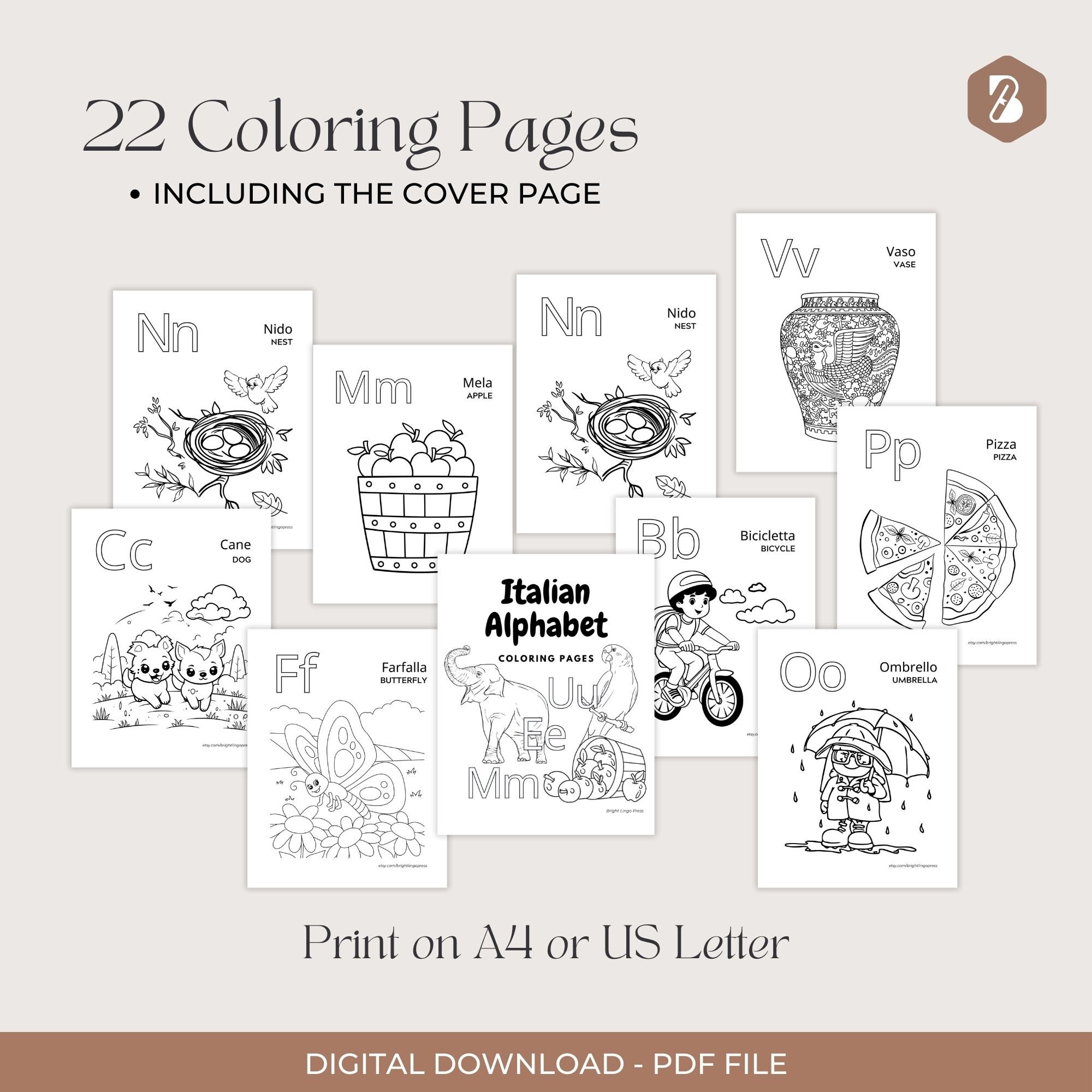 Italian Alphabet Coloring Pages 22 Pages Bosnian Coloring Pages Prek ...