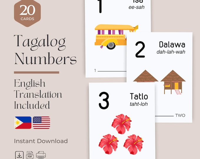 Filipino Alphabet With Numbers Flashcards - Tagalog Alphabet Flashcards ...