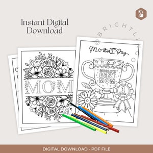 Mother's Day Coloring Pages (20 Sheets) Printables | Gift for Mom Happy ...