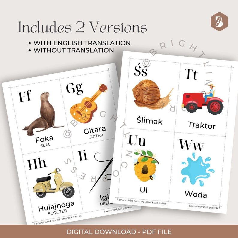 Polish Alphabet (32 Cards) Flashcards | Polish Flashcards Alphabets ...