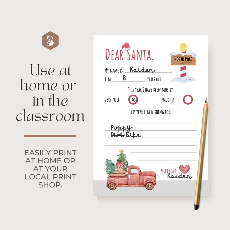 Santa Letter, Letter to Santa Printable, Santa Claus Letter, Ready-to ...