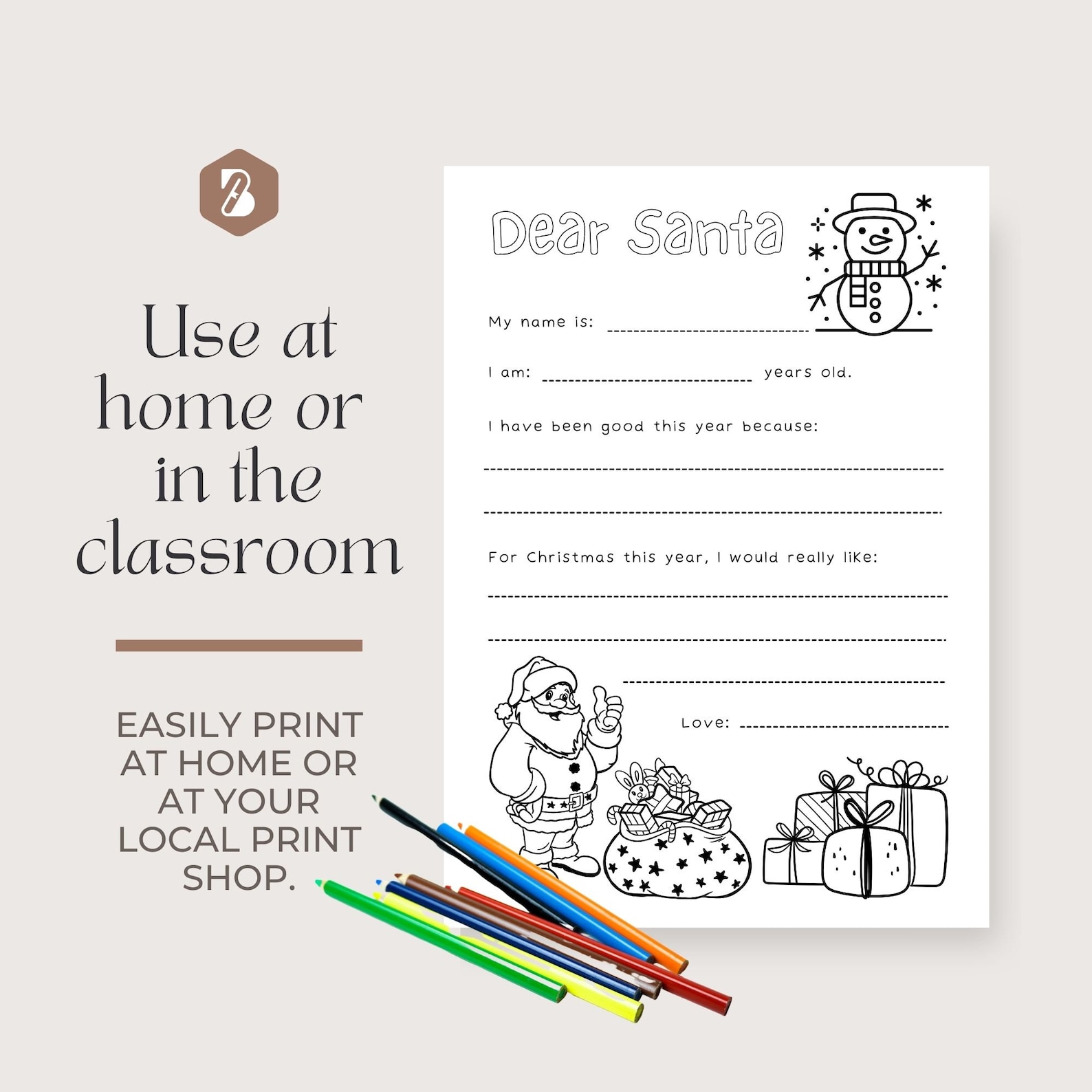Santa Letter Coloring Page, Letter to Santa Printable, Santa Claus ...