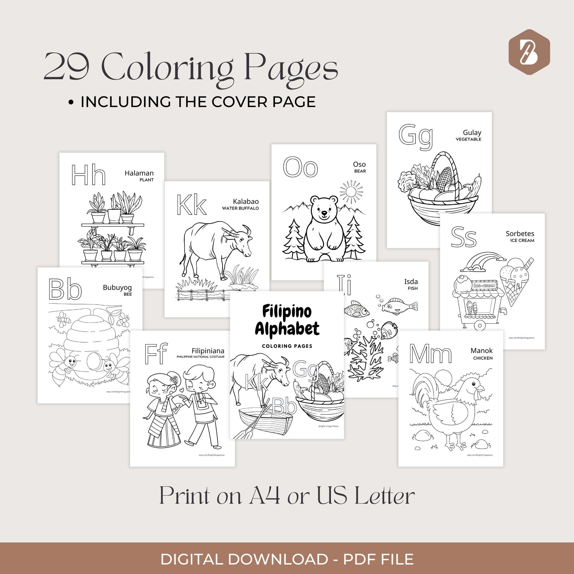Filipino Alphabet Coloring Pages 28 Pages Filipino Coloring Pages Prek ...