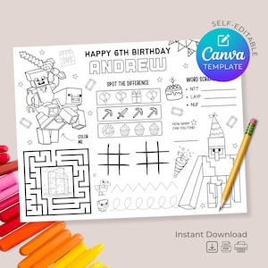 Minecraft party supplies - Etsy