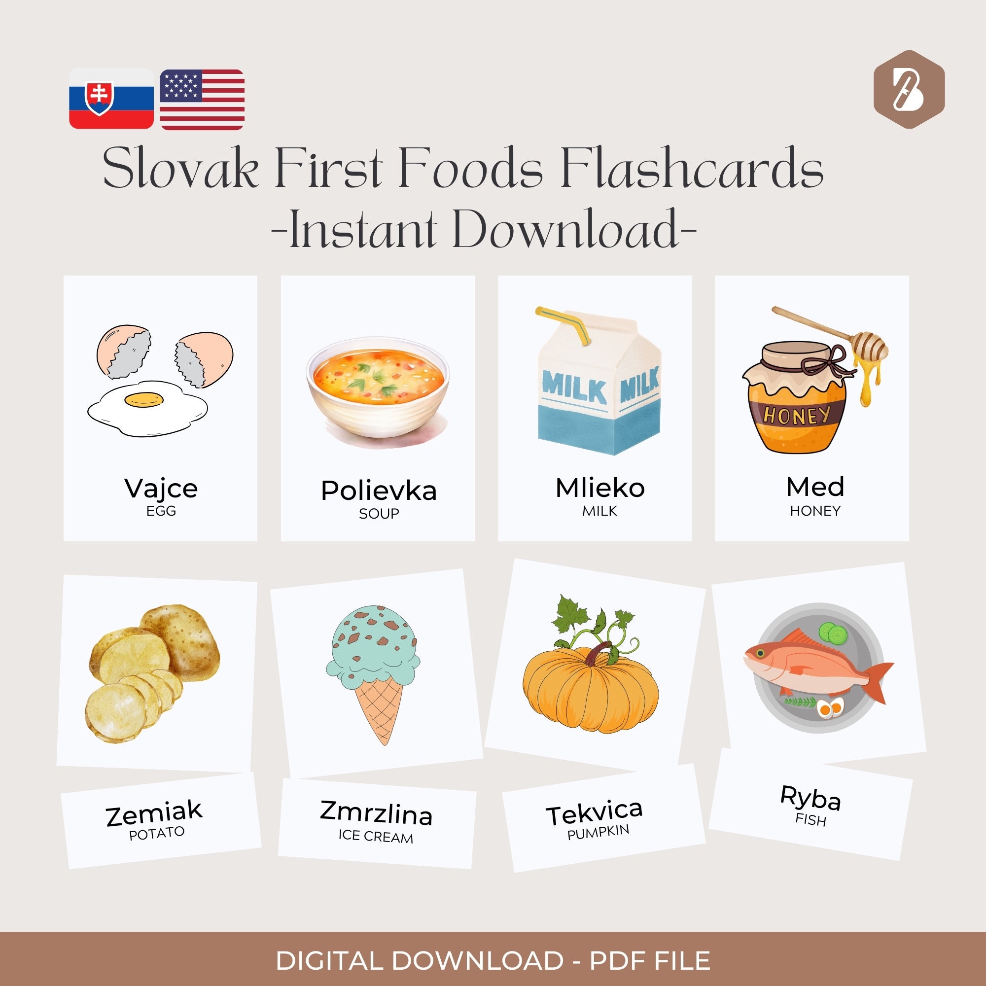 Slovak First Foods 56 Cards Flashcards Slovak First Foods With English ...