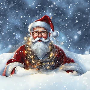 Funny Santa Claus Stuck in the Snow Wall Art. Merry Christmas, Holiday ...