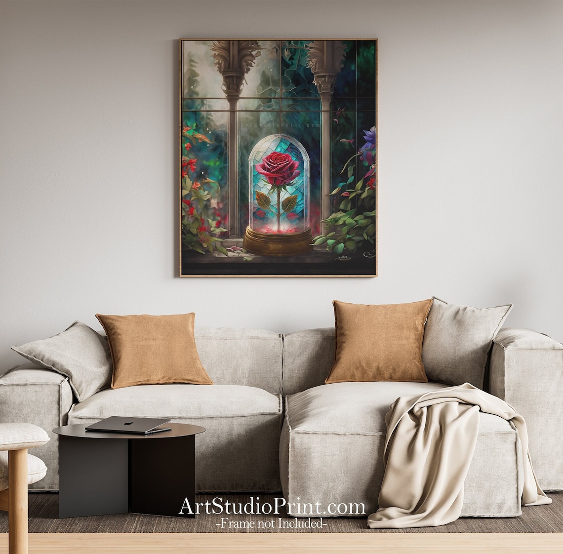 The Beauty Within the Beast Wall Art. Red Rose Inside a Glass Dome ...