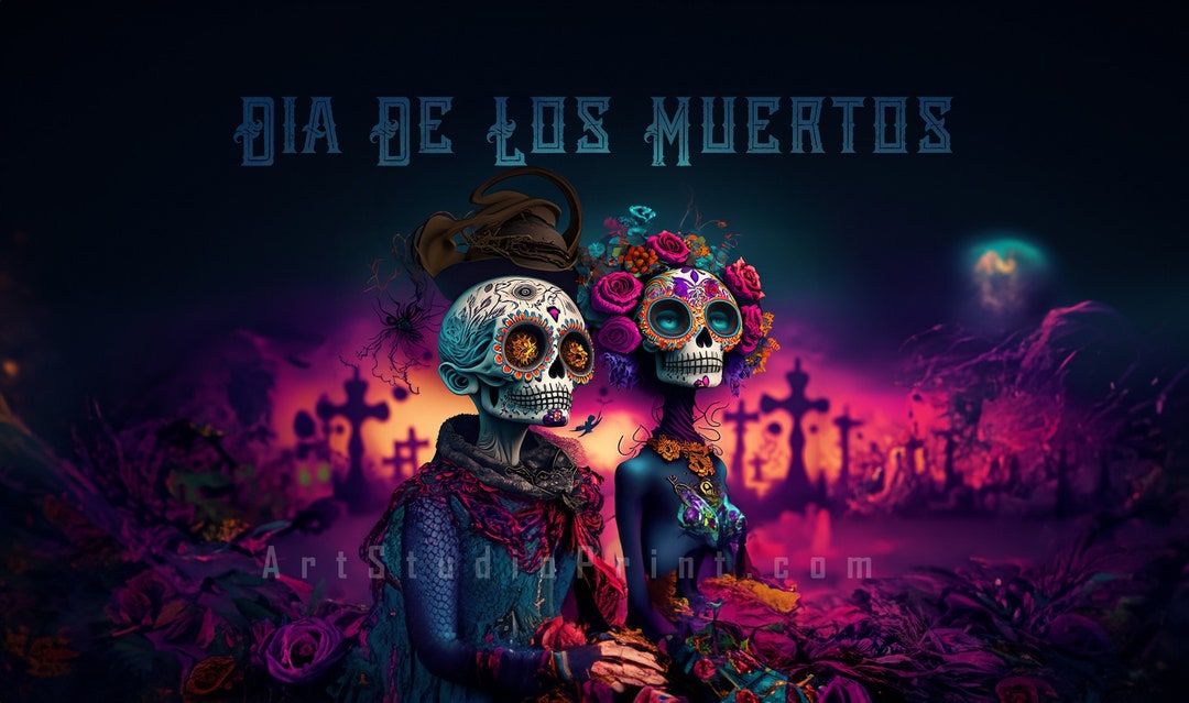 Dia De Los Muertos Love Wall Art, Printable Home Decor, Calacas Wall ...