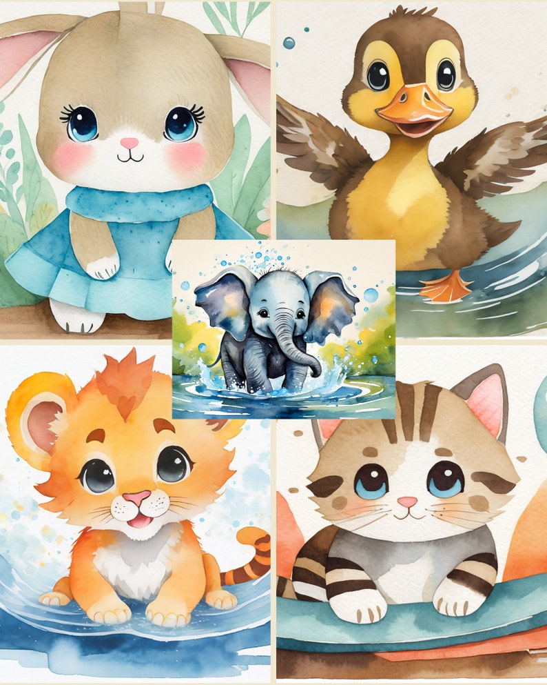 Cute Baby Animal Printable Collection, Children Room Decor, Interior ...